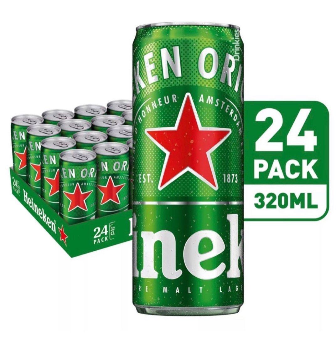 (Great Deal!) Heineken Beer Lager Can 24 x 320ml, Food & Drinks, Alcoholic Beverages on Carousell