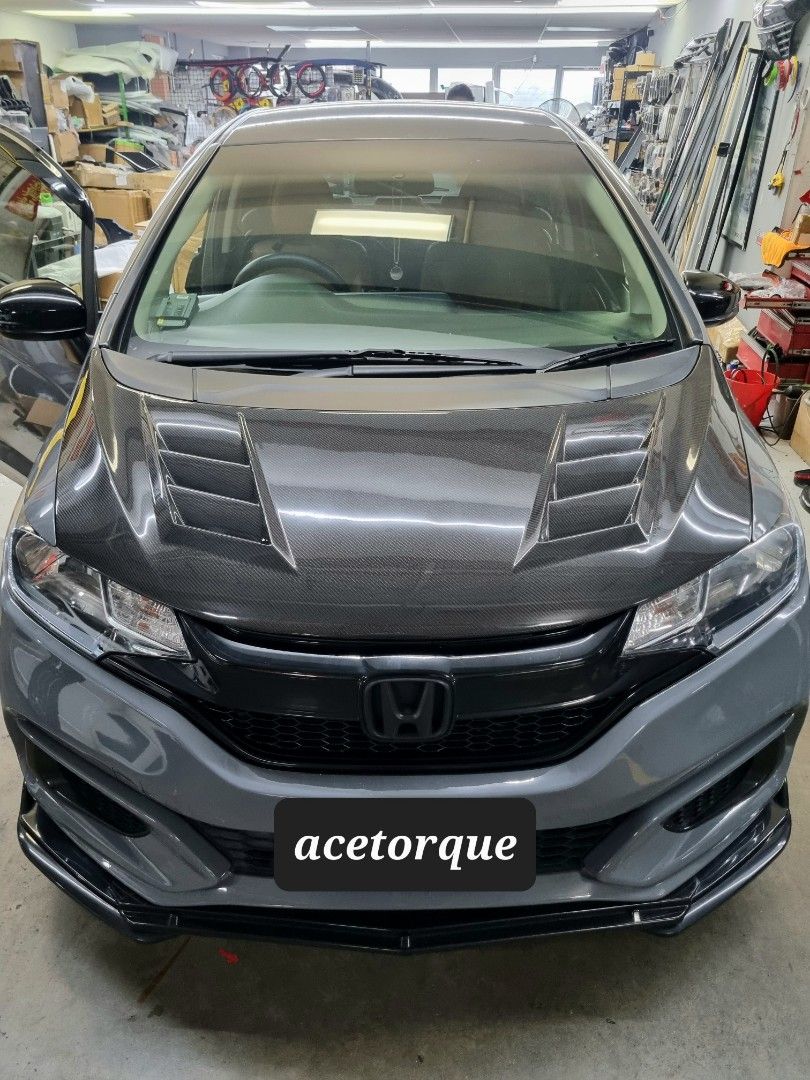 Honda Fit Jazz GK3 GP5 GK5 Full Carbon Fibre Bonnet, Car Accessories ...
