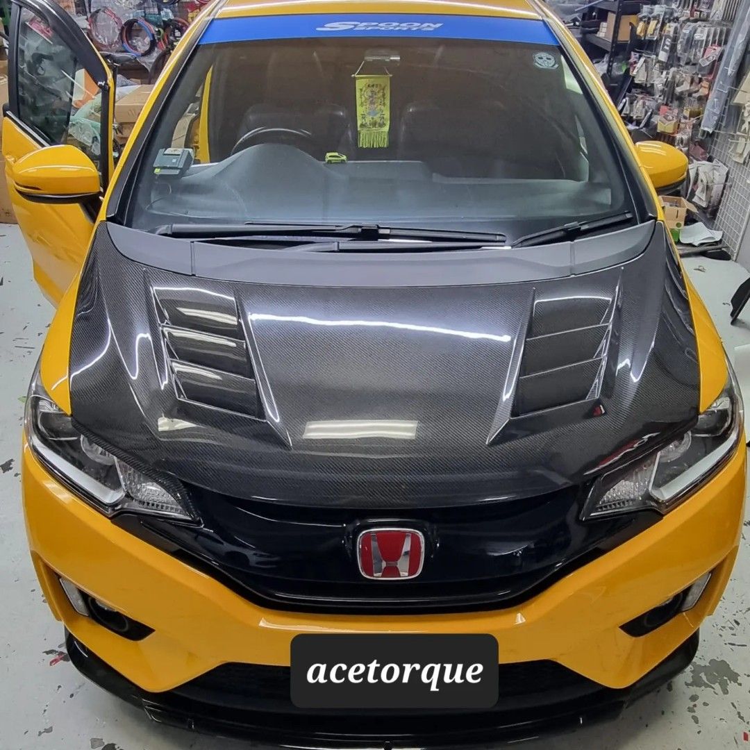 Honda Fit Jazz GK3 GP5 GK5 Full Carbon Fibre Bonnet, Car Accessories ...