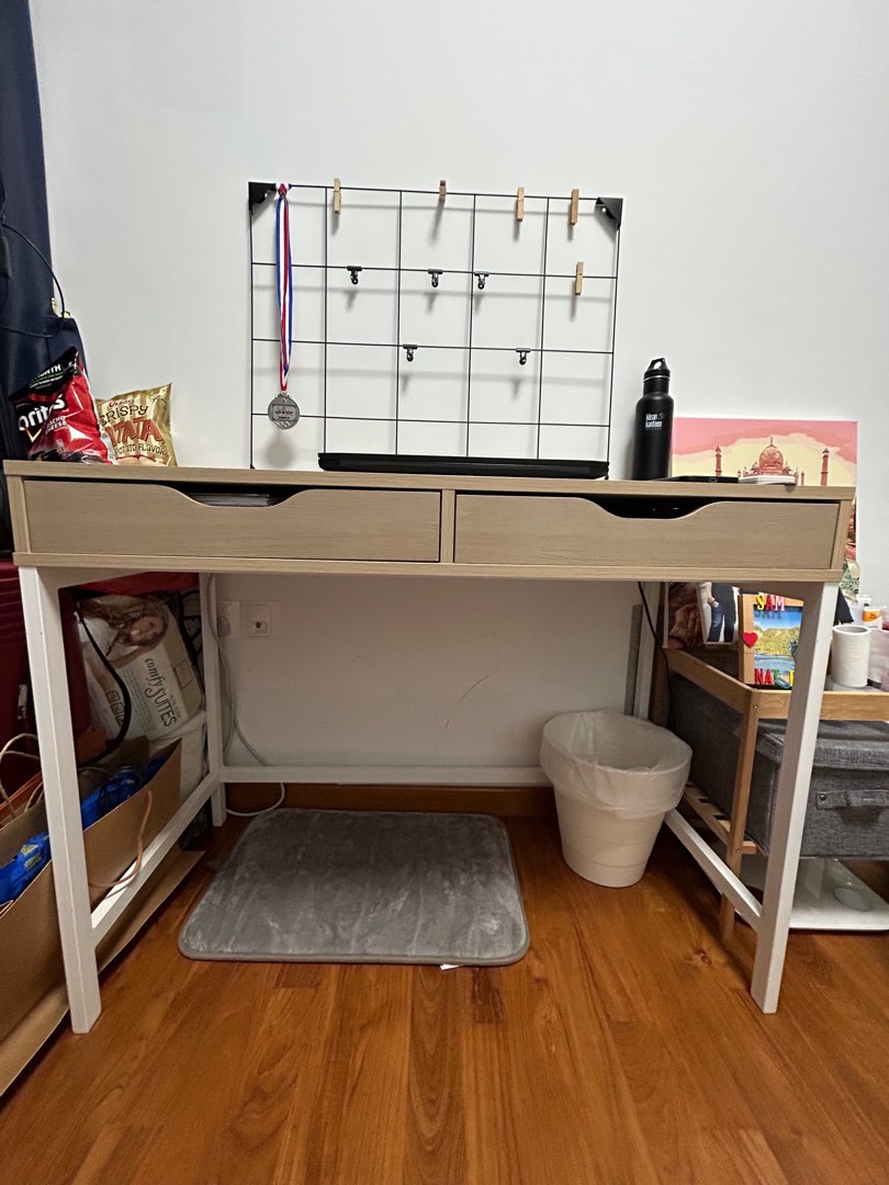 IKEA ALEX Desk — white stained/oak effect - 100x48cm, Furniture & Home ...