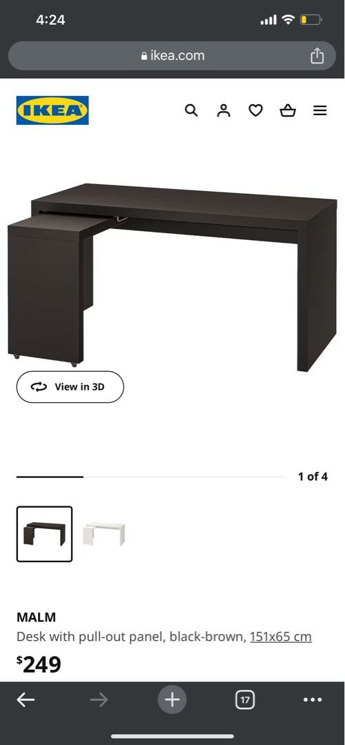 IKEA MALM Table pull out deck l shape, Furniture & Home Living ...