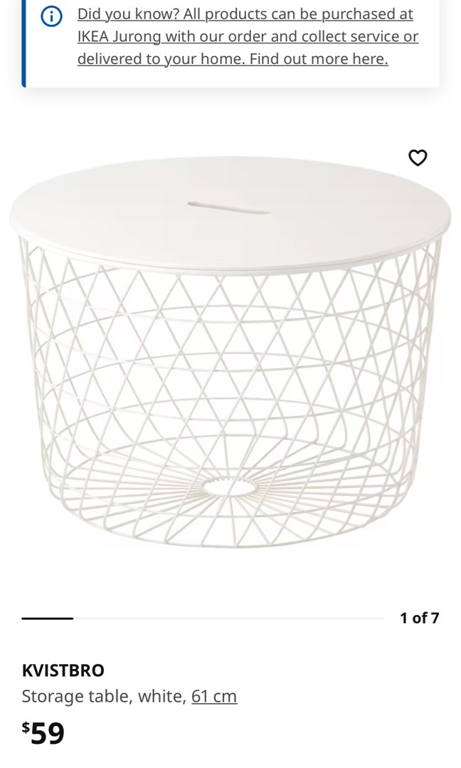 IKEA storage table, white, 61 cm, Furniture & Home Living, Furniture ...