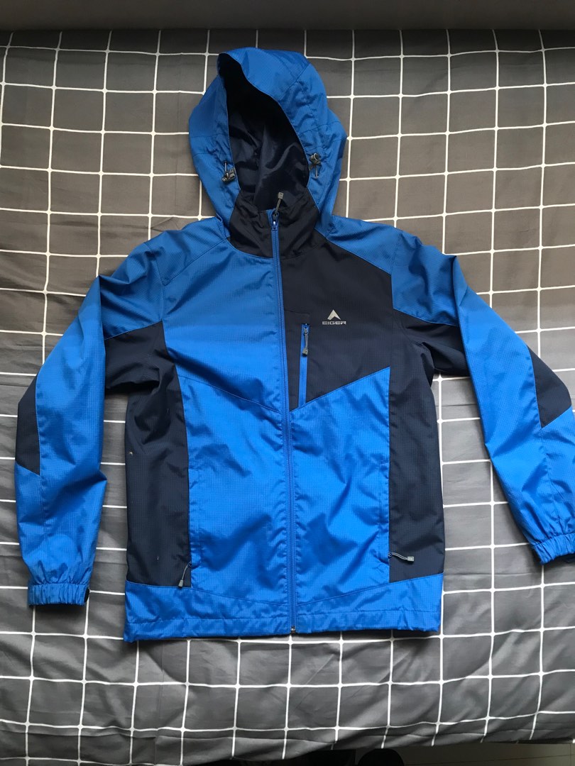 Jaket outdoor eiger biru / jaket gunung / jaket hiking, Fesyen Pria ...