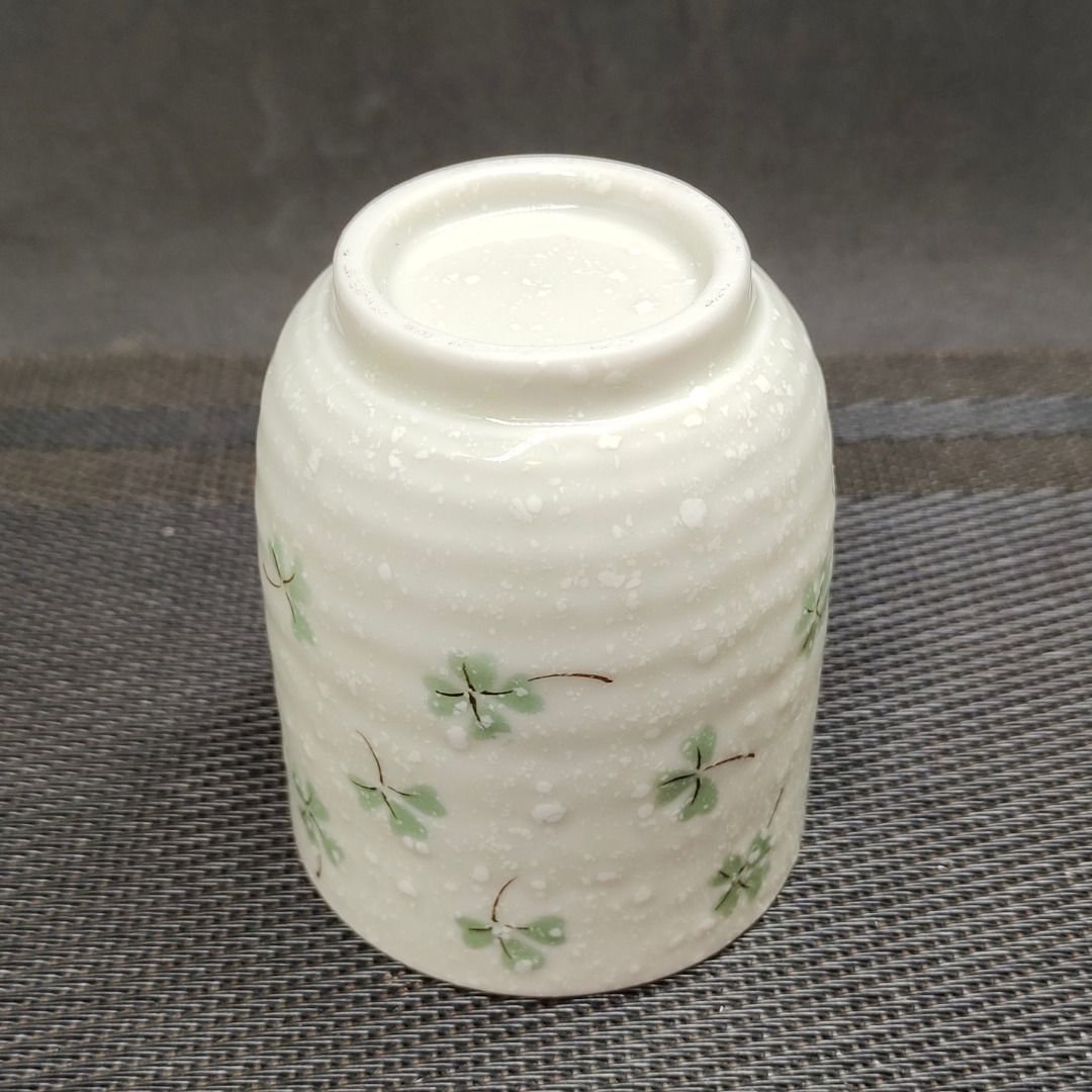 Japanese Porcelain Clover Pattern Teacup - White and Green, Furniture ...