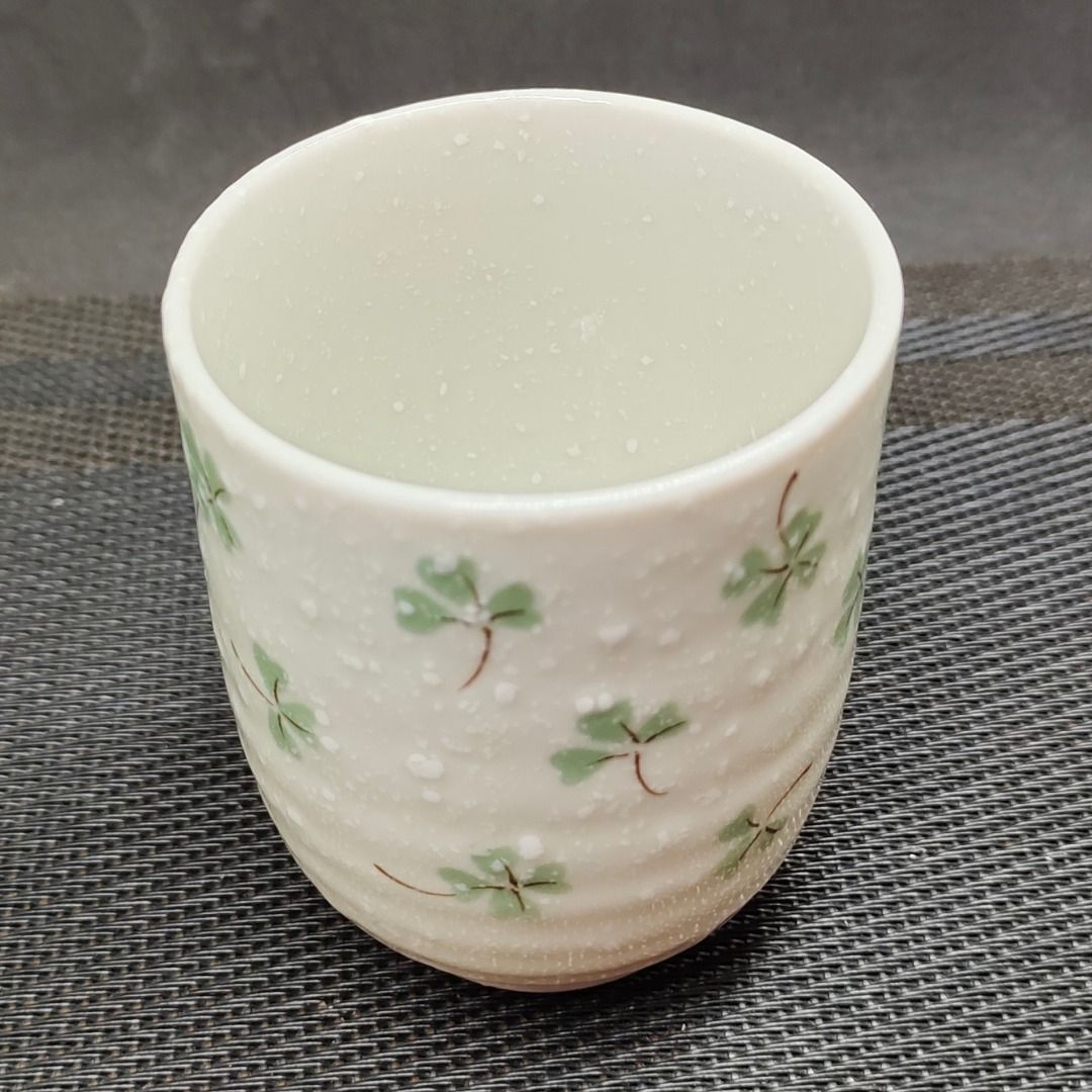 Japanese Porcelain Clover Pattern Teacup - White and Green, Furniture ...