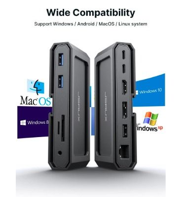 JSAUX 11-IN-1 Multi-Functional Hub USB-C Docking Station for Steam Deck ...