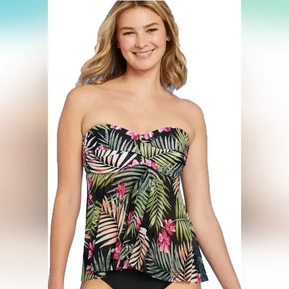 Kona Sol Women's Twist-Front Bandeau Flyaway Tankini Top on Carousell Kona Sol Women's Twist-Front Bandeau Flyaway Tankini Top on Carousell