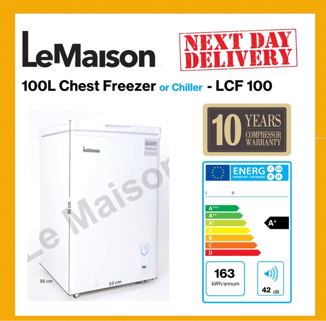 LCF 100L LeMaison Deep Freezer, TV & Home Appliances, Kitchen ...