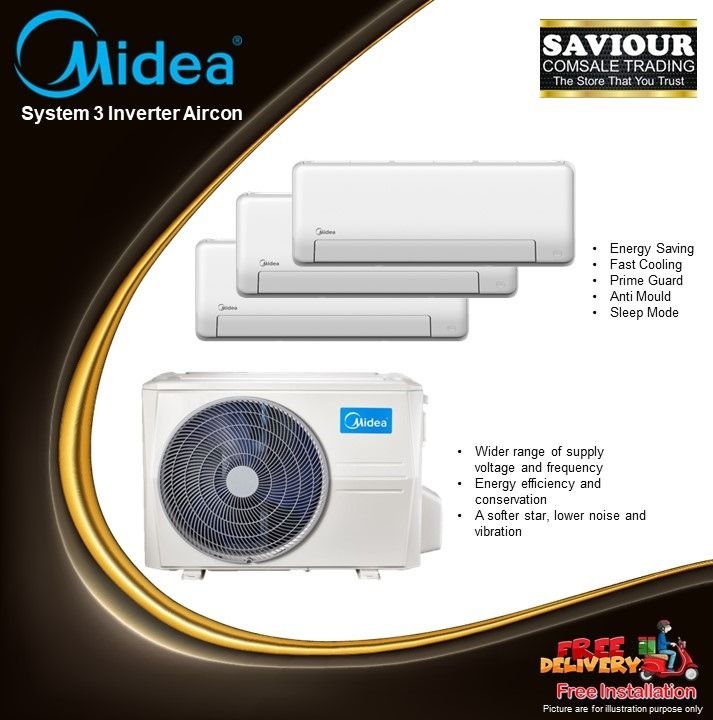 MIDEA MSE4OD-28 + MSEID-09(S) x 3 - ALL EASY PRO (4 tick) Inverter ...
