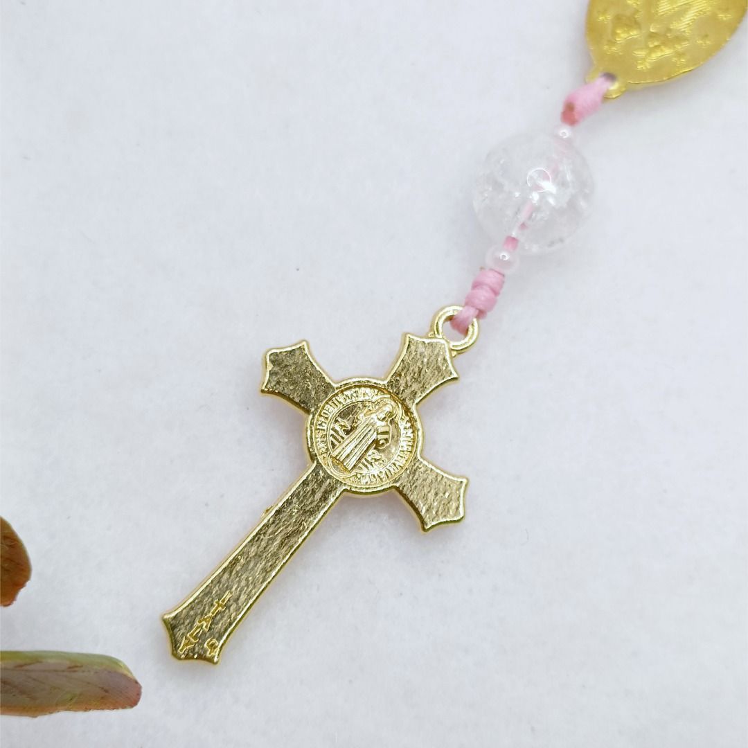 Mini Rosary Our Lady of Miraculous with Matte Acrylic & Gemstone Beads ...