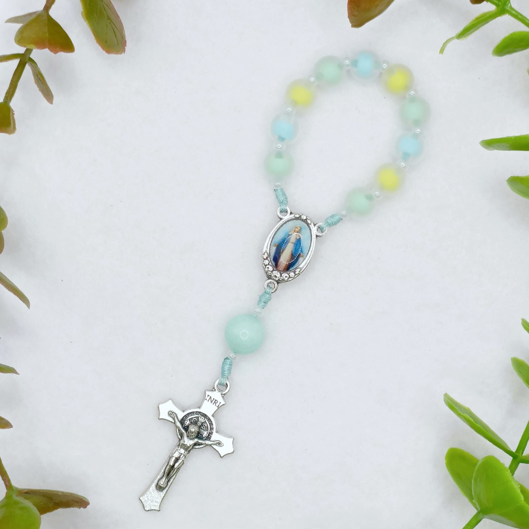 Mini Rosary, Single Decade Our Lady of Miraculous with Matte Acrylic ...