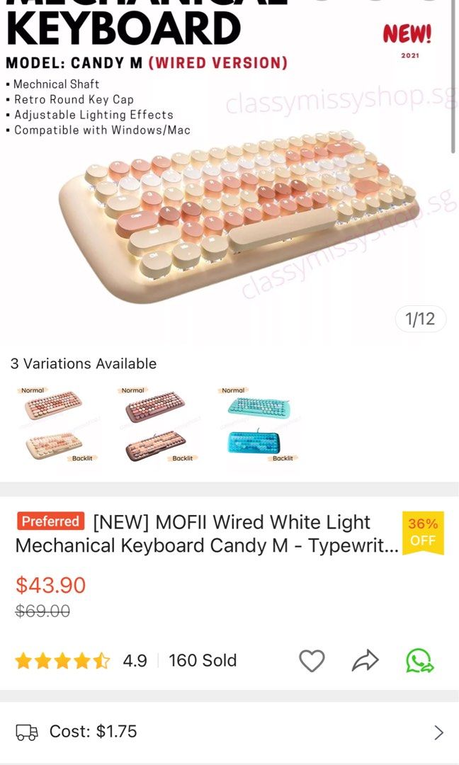 Mofii Candy Wireless Mechanical Keyboard and Mouse, Computers & Tech ...