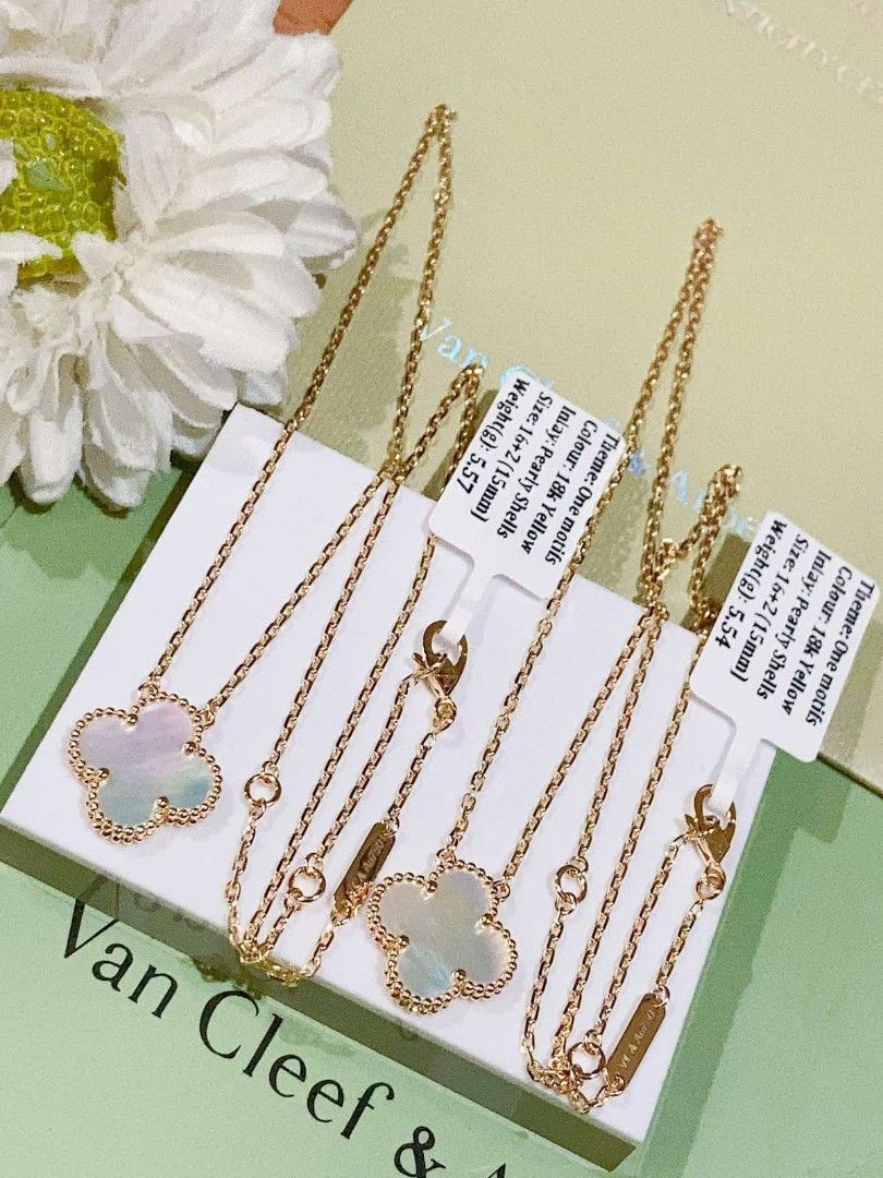 Mop Vca Necklace 12mm motif 18k gold hk setting on Carousell