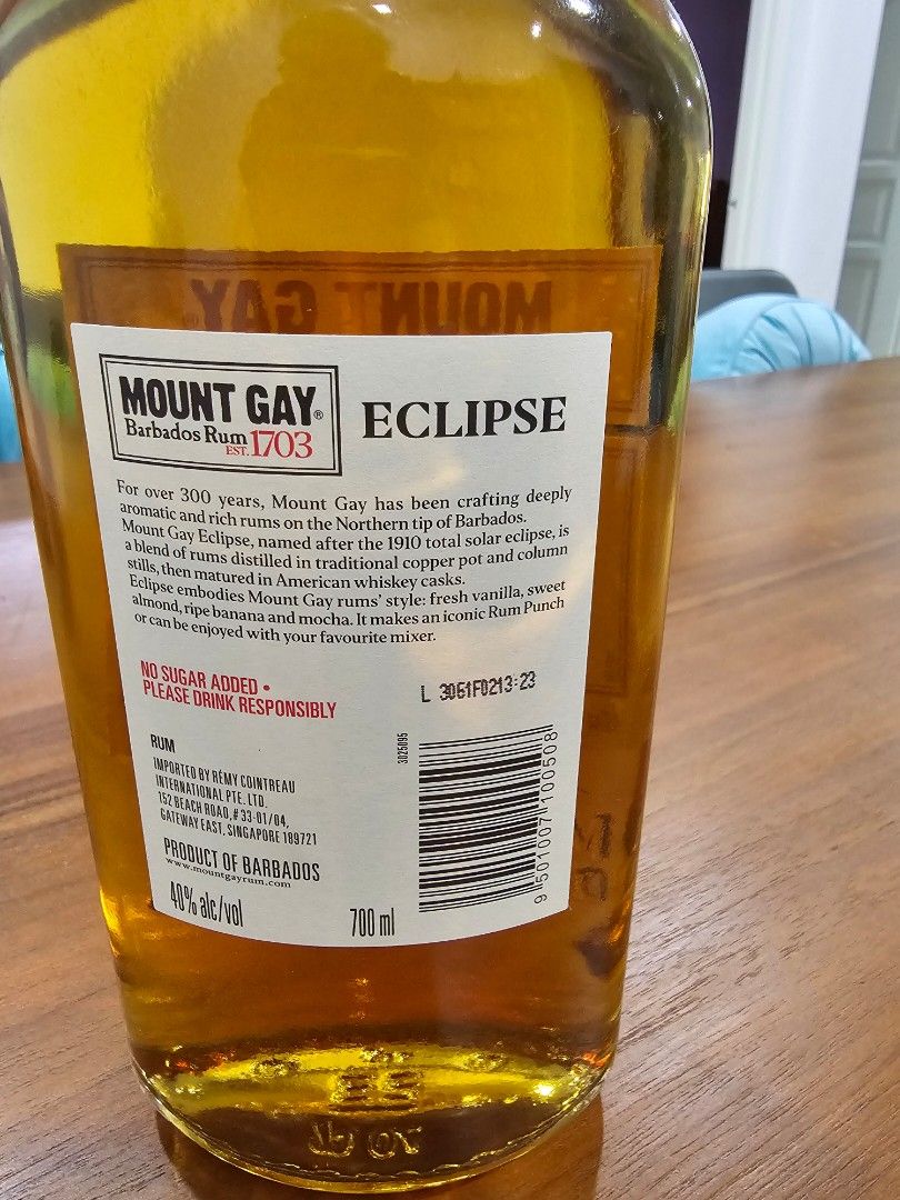 Mount Gay Eclipse Rum, Food & Drinks, Alcoholic Beverages on Carousell