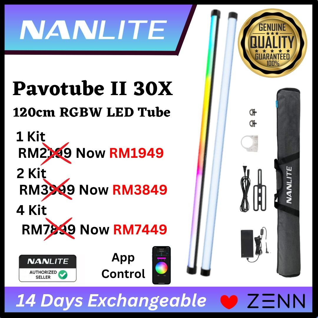 Nanlite PavoTube II 30X 120cm RGB LED Pixel Tube Light For Photography Videography, Photography ...