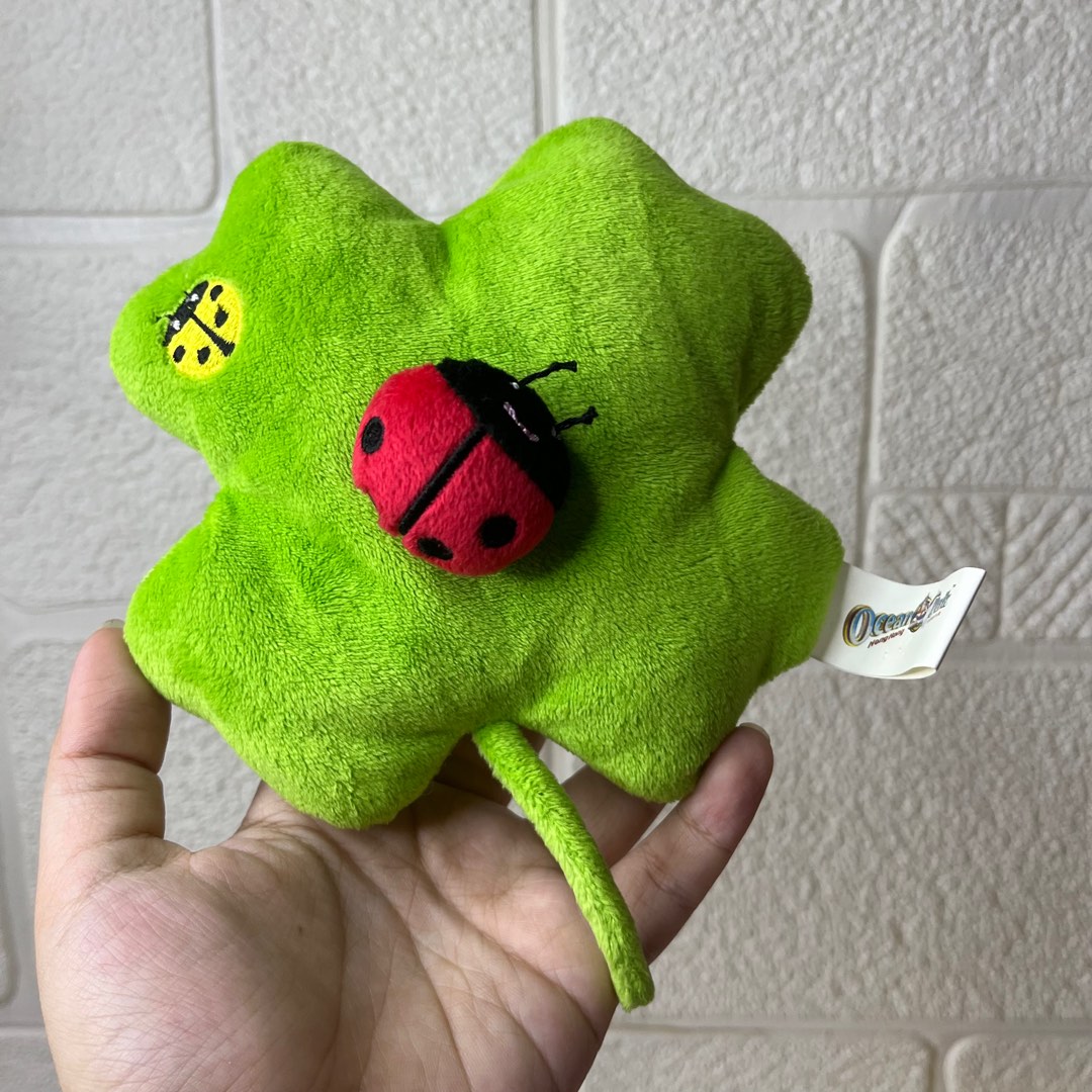 Ocean Park Green Four Leaf Clover with Ladybugs Plush Stuff Toy on ...