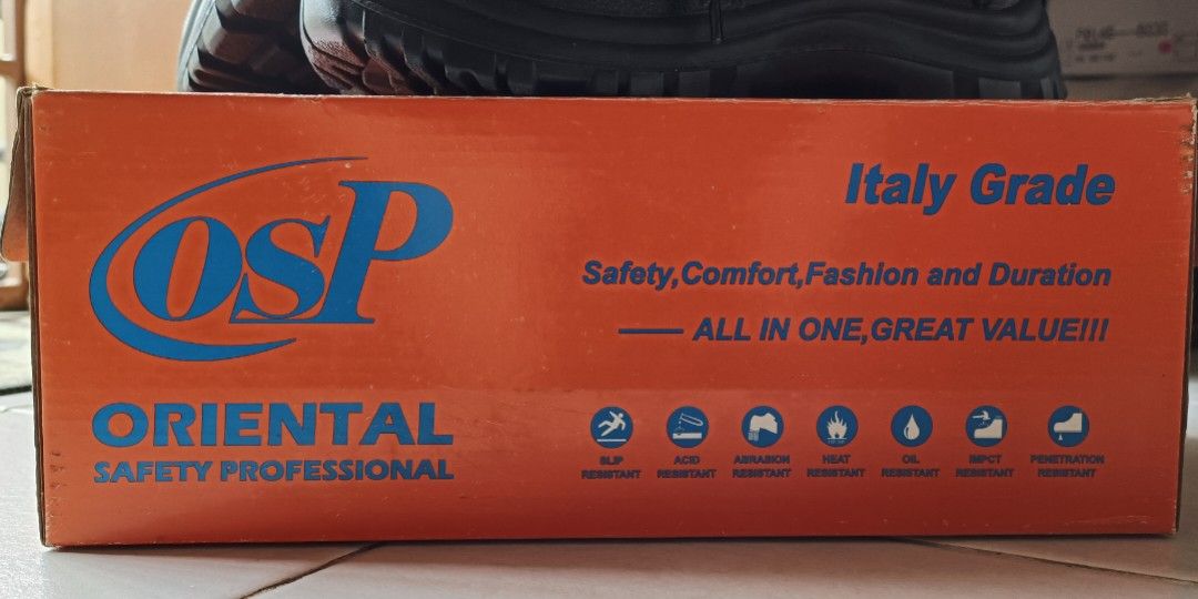 OSP 868B Safety Boot Steel Toe Cap Split Leather Black CE EN 20345 ...