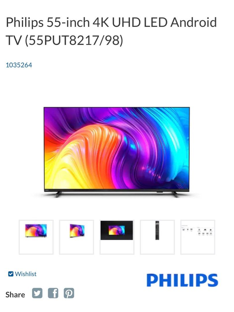 Philips 55-inch 4K UHD LED Android TV (55PUT8217), TV & Home Appliances ...