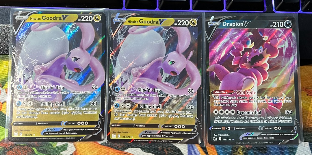 Pokemon Card Hisuian Goodra V and Drapion V Lost Origin, Hobbies & Toys ...