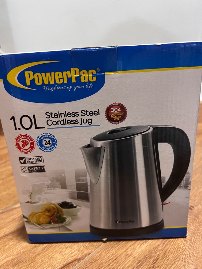 PowerPac 1.0L Stainless Steel Cordless Jug, TV & Home Appliances ...