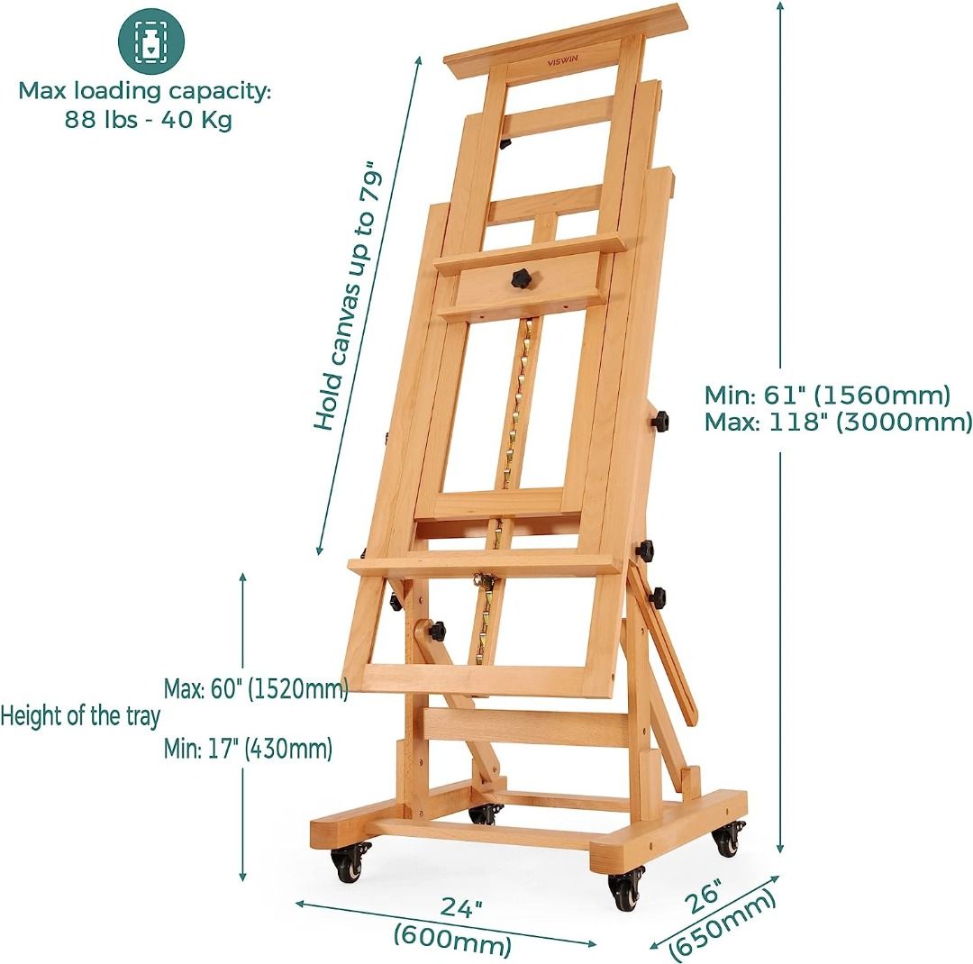 Professional X-Large Tall Easel with stool and cabinet Painting Art Set ...