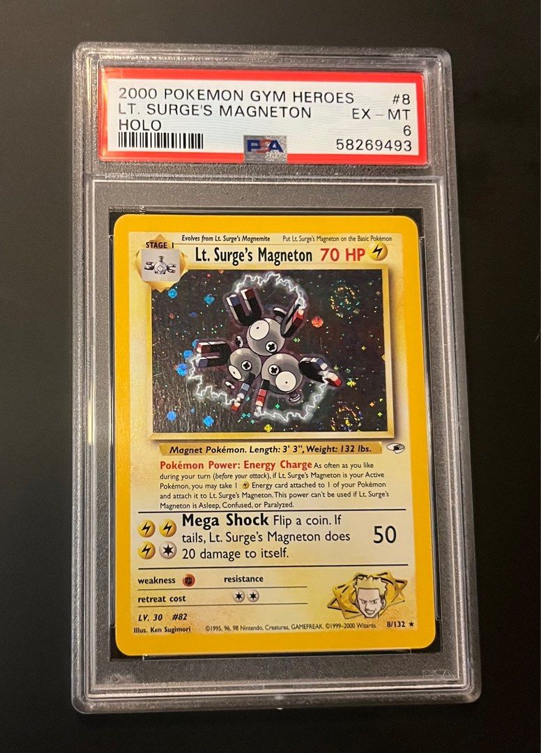 PSA 6 Lt. Surge's Magneton Holo 2000 Pokemon Gym Heroes #8, Hobbies ...