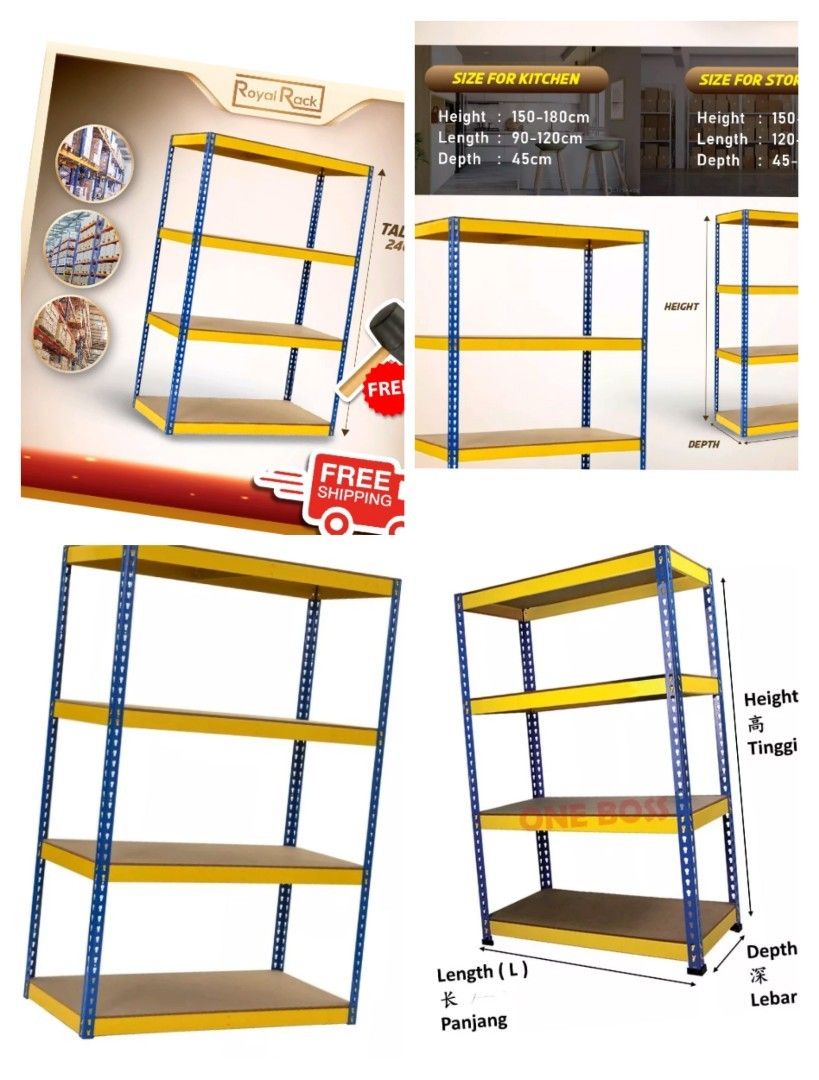 Rak besi 4 tingkat heavy duty, Furniture & Home Living, Furniture ...