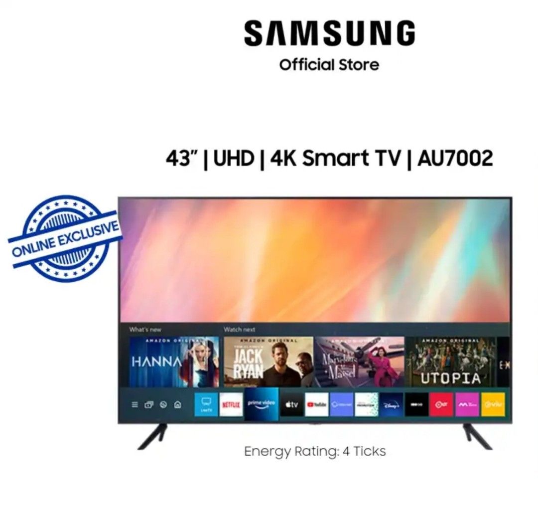 Samsung AU7000 UHD 4K Smart TV, TV & Home Appliances, TV & Entertainment, TV on Carousell