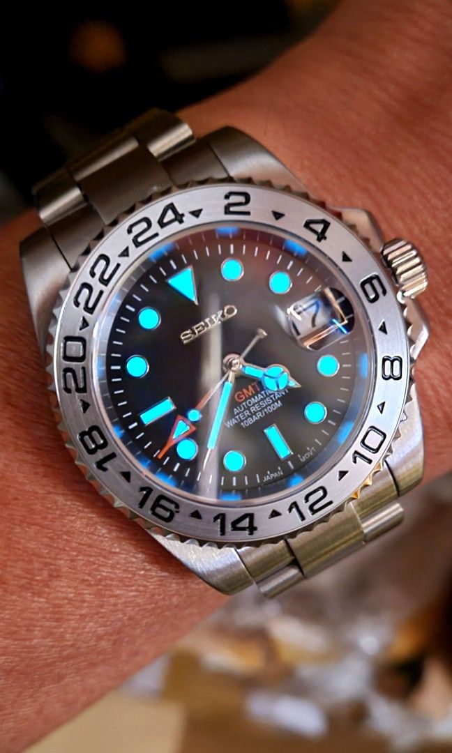 Seiko GMT Mod Sapphire Crystal + Cyclob Handwind, Auto & Hacks Caliber ...