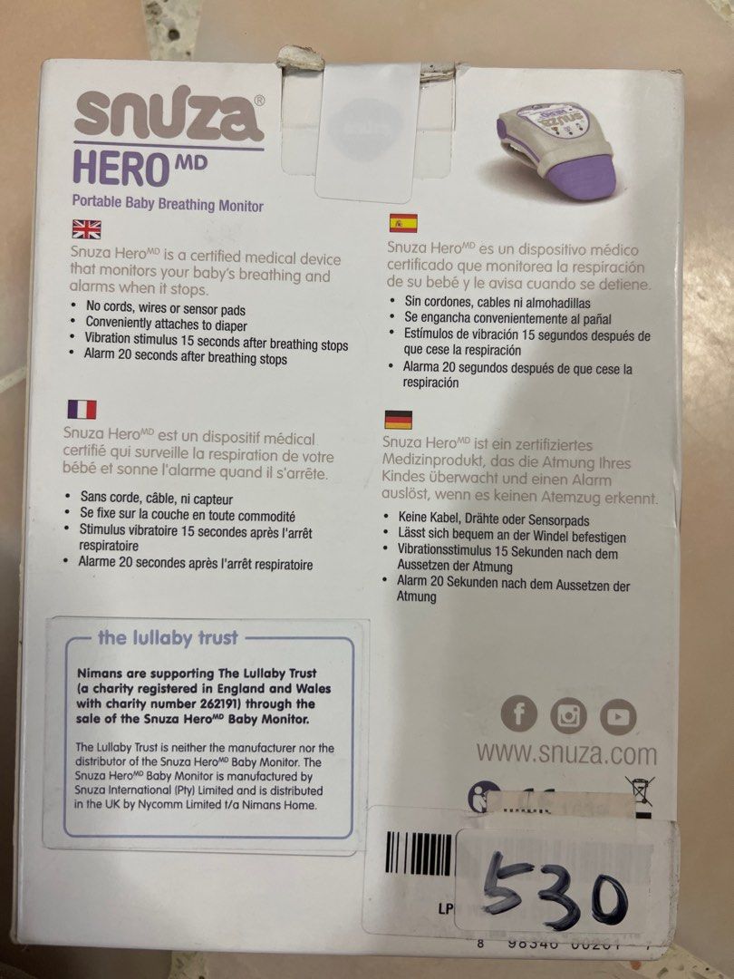 SNUZA HERO portable baby breathing monitor, Babies & Kids, Baby ...