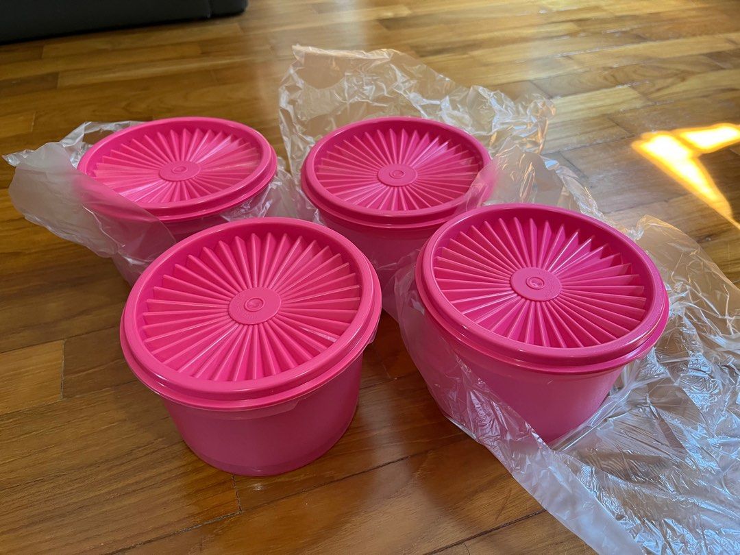 Tupperware 4x round containers (pink punch), Furniture & Home Living ...