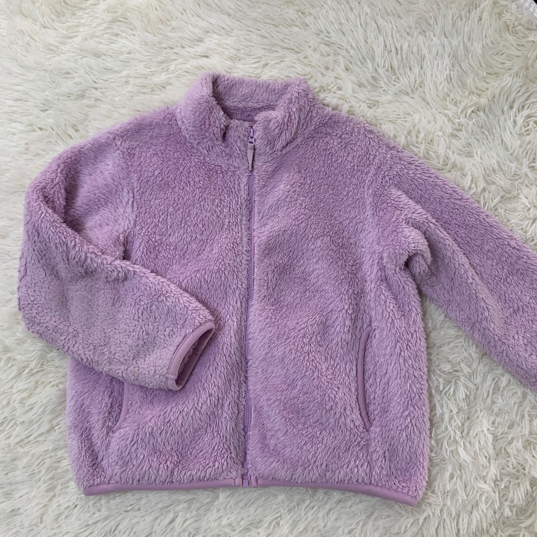 Uniqlo Fleece Jacket - Purple, Babies & Kids, Babies & Kids Fashion on ...