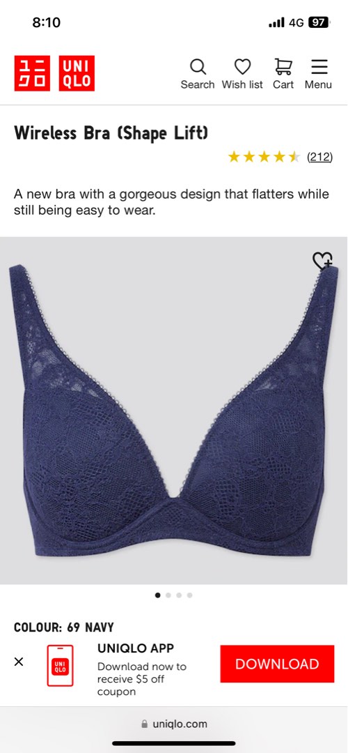Uniqlo Wireless Bra Shape Lift, Women's Fashion, New Undergarments ...