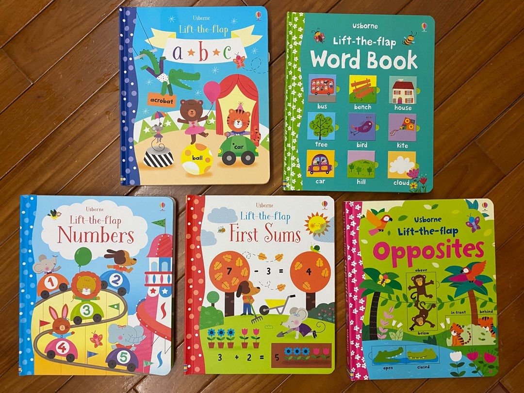 Usborne Lift-the-flap ABC Word Book Numbers First Sums Opposites, 興趣及遊戲 ...