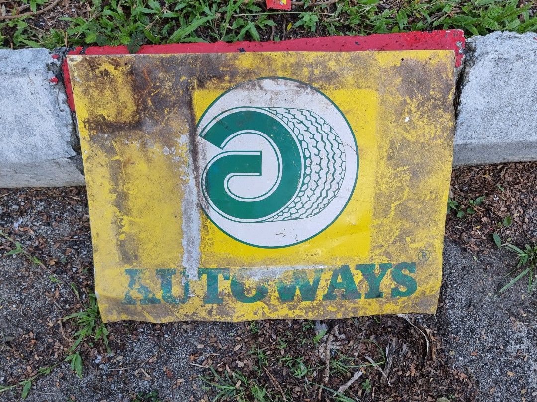 Vintage AUTOWAYS TYRE Sign Signage Aluminium Double Sided Garage garaj ...