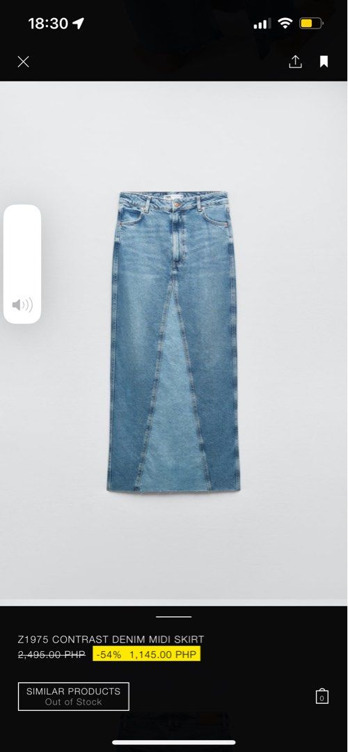 ZARA Z1975 Contrast Denim Midi Skirt on Carousell