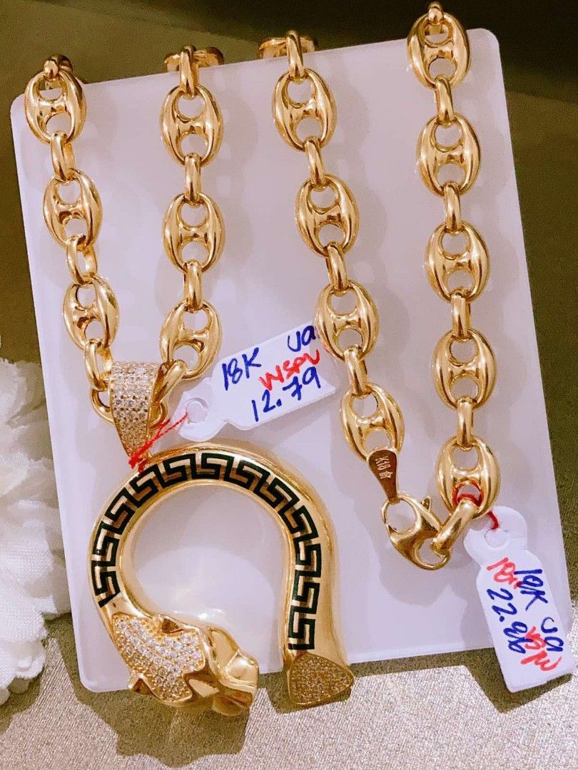 18k yg ja gold necklace, Women's Fashion, Jewelry & Organizers ...