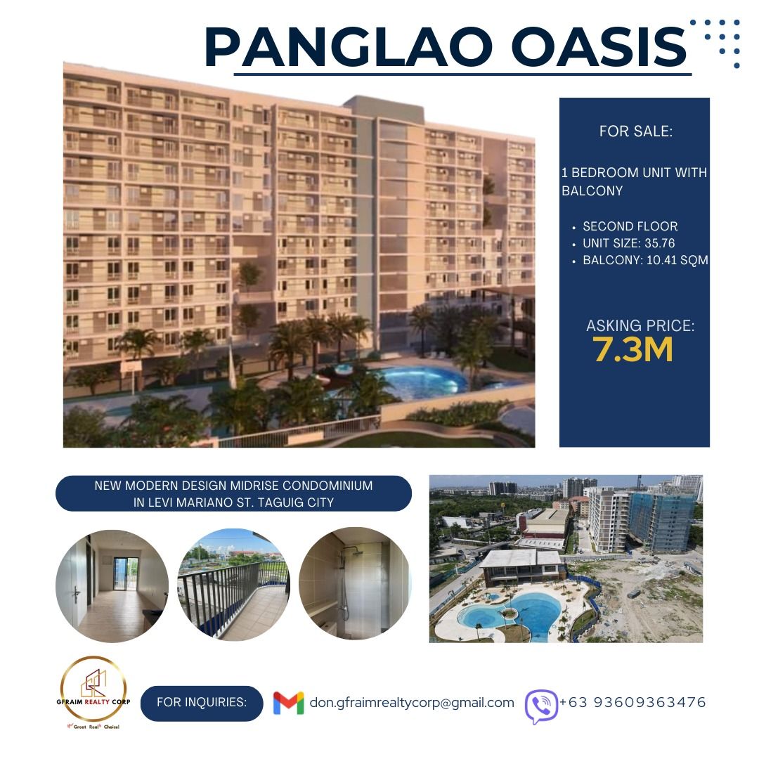 1 BEDROOM UNIT WITH BALCONY IN PANGLAO OASIS RESIDENCES TAGUIG on Carousell