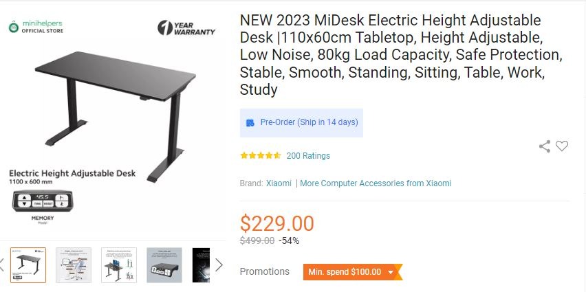 2023 MiDesk Electric Height Adjustable Desk |110x60cm Tabletop, Height ...