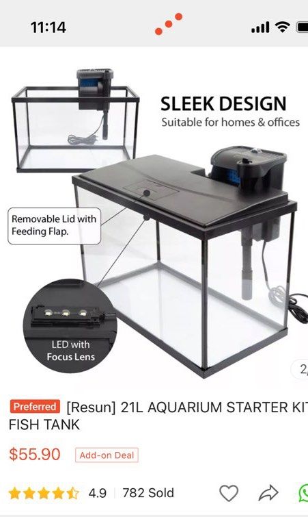 21 litre Resun fish tank, Pet Supplies, Homes & Other Pet Accessories ...