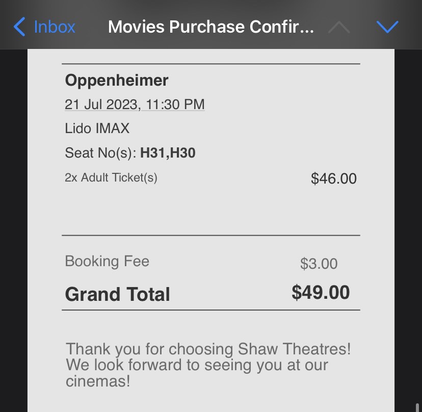 2 tix: Oppenheimer LIDO 11.35PM IMAX, Tickets & Vouchers, Event Tickets ...