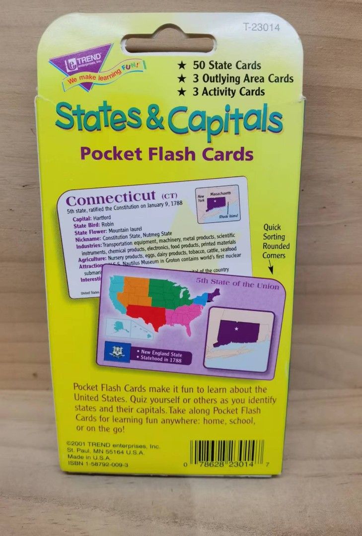 50 States & Capitals Pocket Flash Cards, Hobbies & Toys, Toys & Games ...