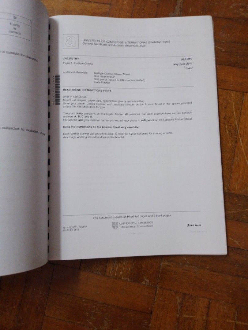 AS CHEMISTRY 9701 PAPER 1 PAST YEAR QUESTIONS a level, Hobbies & Toys ...