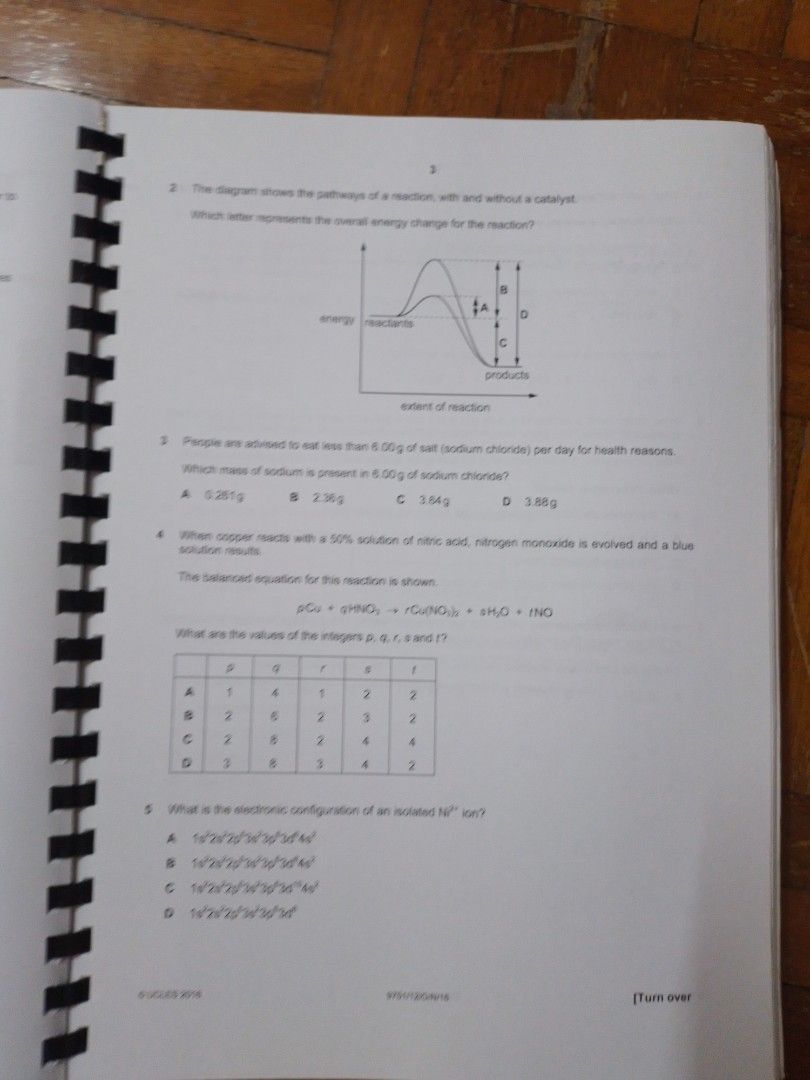 AS CHEMISTRY 9701 PAPER 1 PAST YEAR QUESTIONS a level, Hobbies & Toys ...