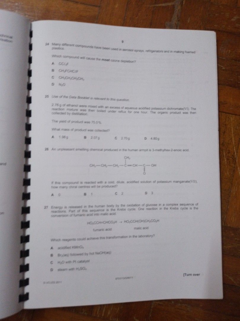 AS CHEMISTRY 9701 PAPER 1 PAST YEAR QUESTIONS a level, Hobbies & Toys ...