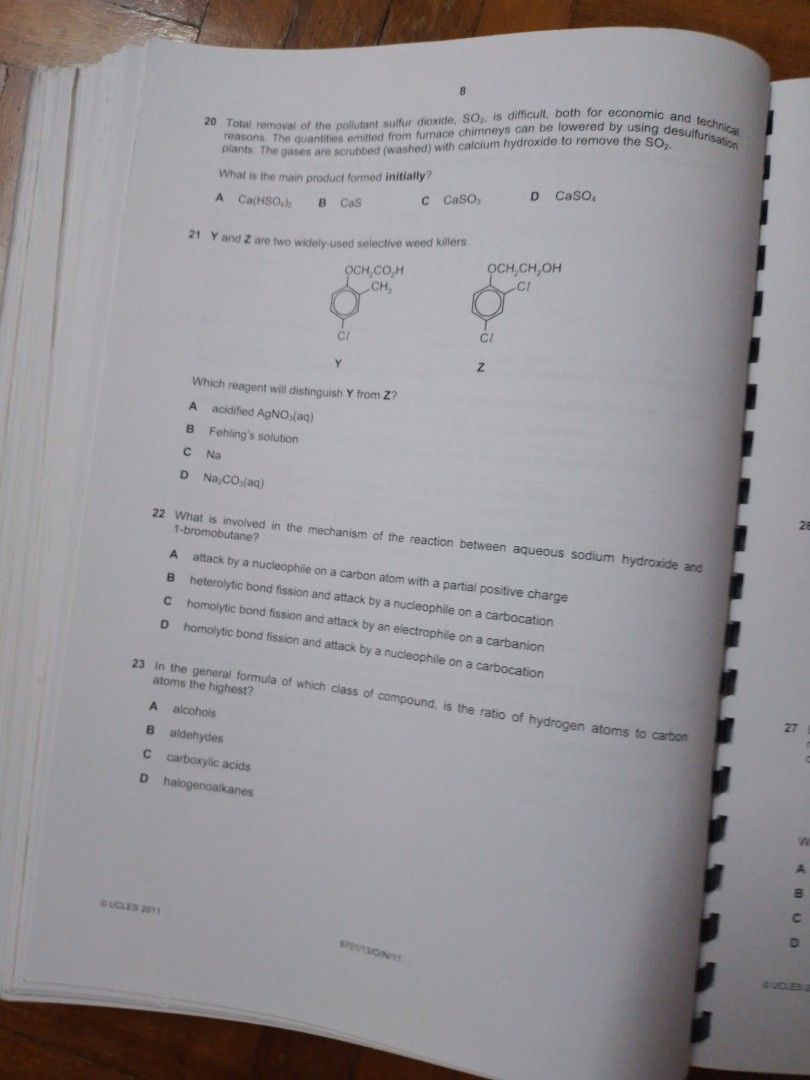 AS CHEMISTRY 9701 PAPER 1 PAST YEAR QUESTIONS a level, Hobbies & Toys ...