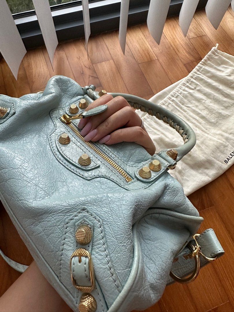 Balenciaga mini baby blue bag, Luxury, Bags & Wallets on Carousell