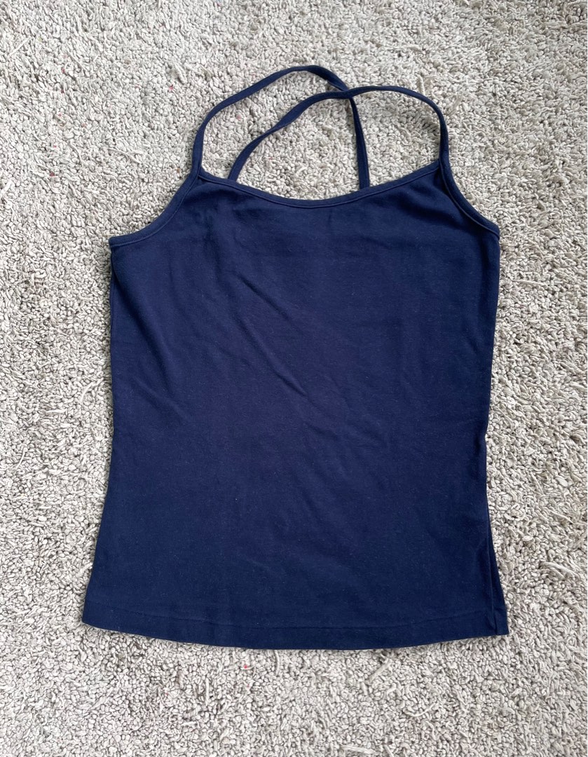 Basic Navy Blue Top, Women's Fashion, Tops, Sleeveless on Carousell