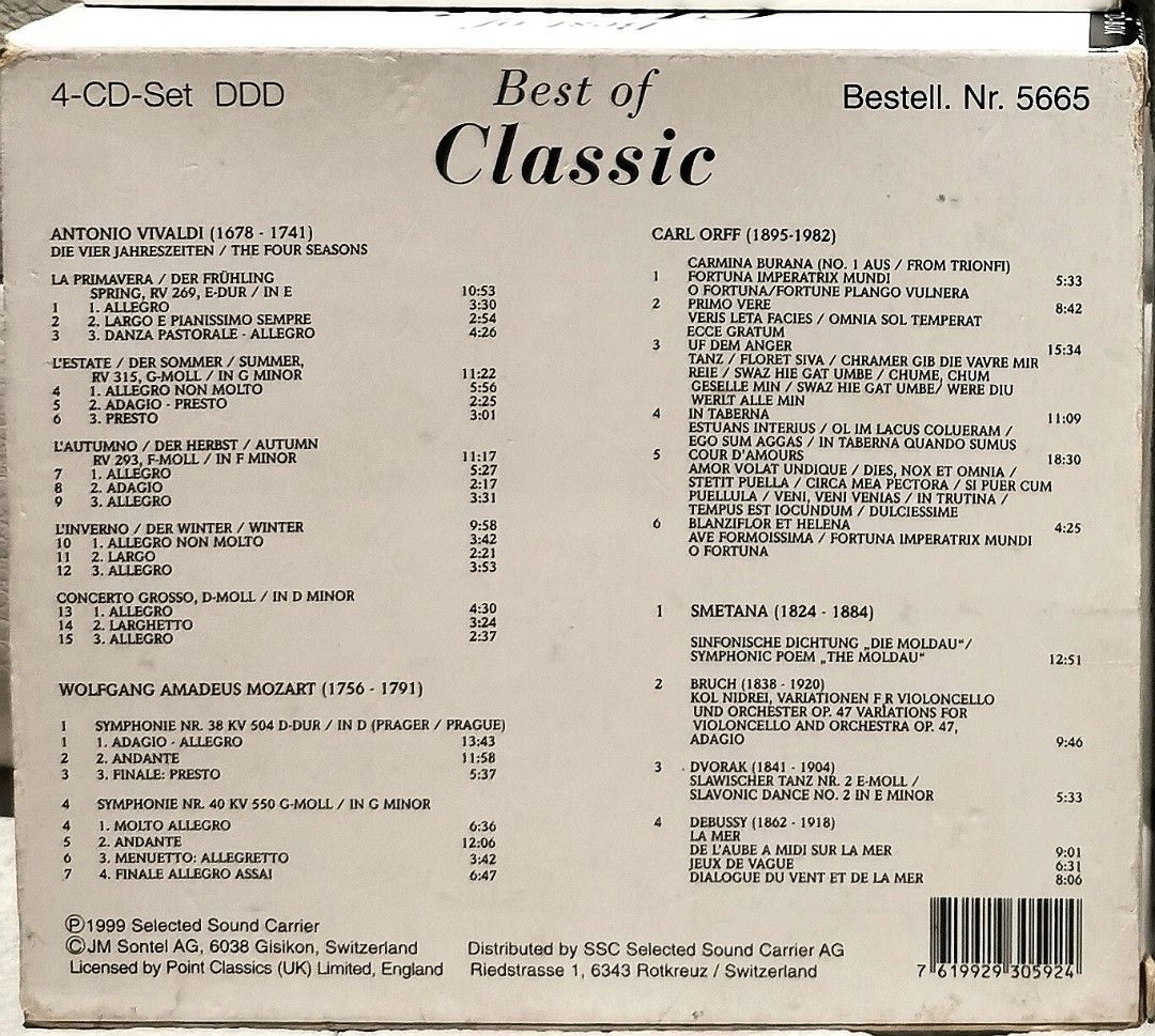 BEST OF CLASSIC - 4 CD BOX SET Smetana Bruch Dvorak Deb..., Hobbies & Toys, Music & Media, CDs ...