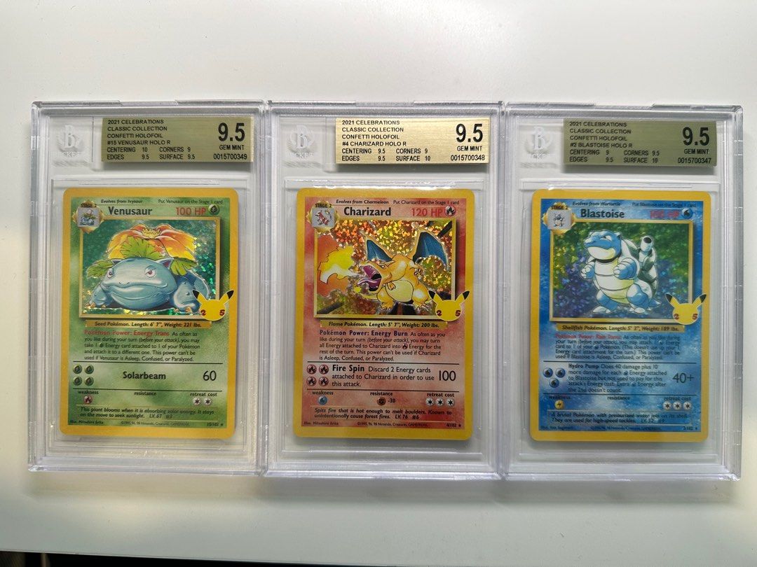 Charizard Venusaur Blastoise Celebrations Trio! Sequential numbering! BGS 9.5 (PSA 10 equivalent ...
